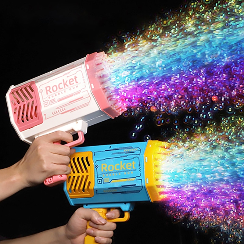 Light Up Bubble Blower Rocket Bazooka Bubble Machine Gun, 69 Holes ...