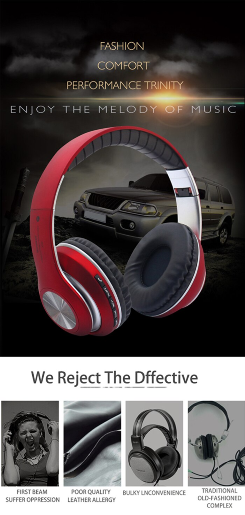 V33 Bluetooth Headphones Wireless Headset Earphone Stereo Foldable ...