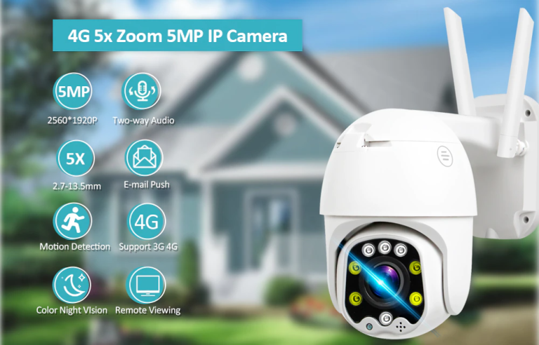 4G SIM Card IP Camera 5MP HD 5X Optical Zoom WIFI Camera Outdoor CCTV ...