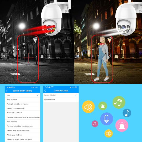3MP 5MP PTZ WIFI IP Camera Audio CCTV Surveillance Outdoor 4X Digital ...