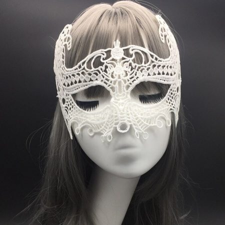 Halloween Mask Half Face Cut-outs White Lace Fox Girls Sexy Mask ...