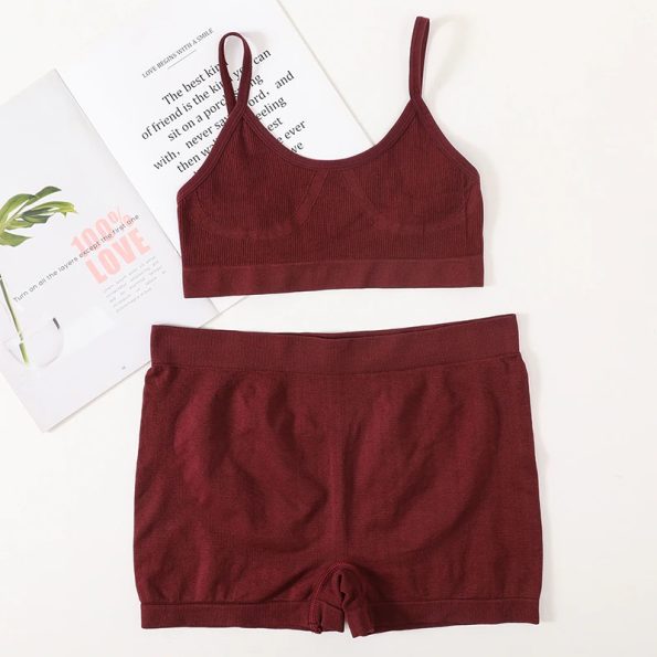 Women Bra Set Sexy Lingerie Female Underwear Ribbed Tops Girls Bralette ...