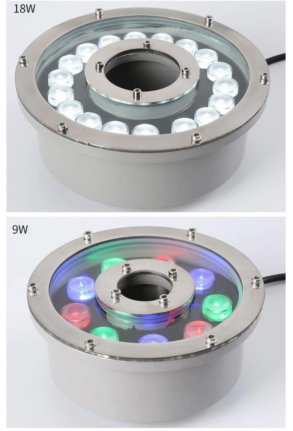 Submersible Underwater Fountain Light AC 12V 6/9/12/18W Stainless Steel ...