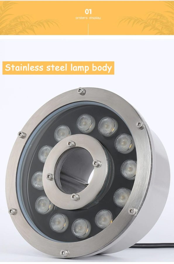 Submersible Underwater Fountain Light AC 12V 6/9/12/18W Stainless Steel ...
