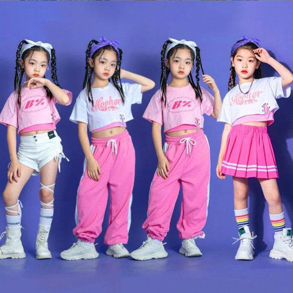 Kids Hip Hop Clothing Crop Top Tank T Shirt Streetwear Pink Baggy ...