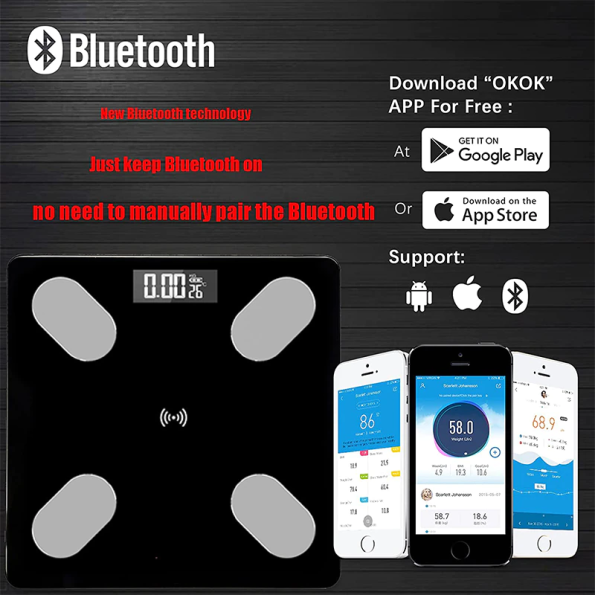 Bluetooth Body Fat Scale BMI Scale Smart Electronic Scales LCD Digital ...