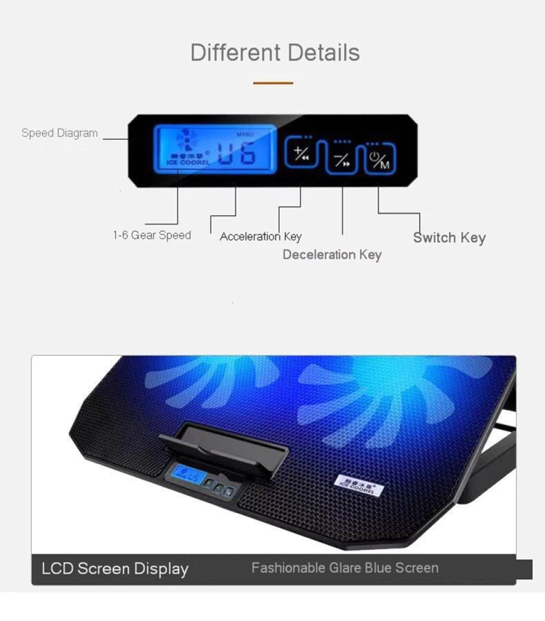 SeenDa Cooling Laptop Stand with 2 Fans USB Cooling Led Screen Cooling ...