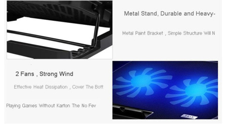 SeenDa Cooling Laptop Stand with 2 Fans USB Cooling Led Screen Cooling ...