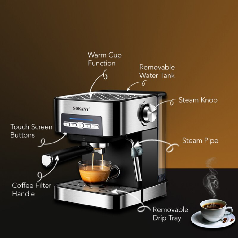 Sokany 6862 Semi-Automatic Portable 15 Bar Espresso Coffee Machine - Sophie's Online Shopping