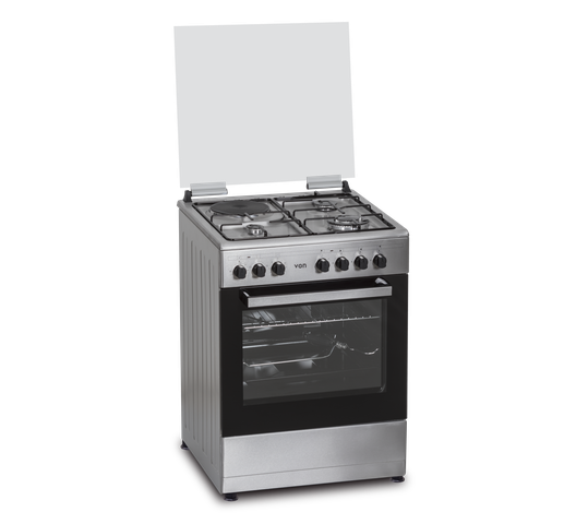 Von VAC6SH31UX 3 Gas + 1 Electric Cooker - Inox Rotisserie Wok Burner ...