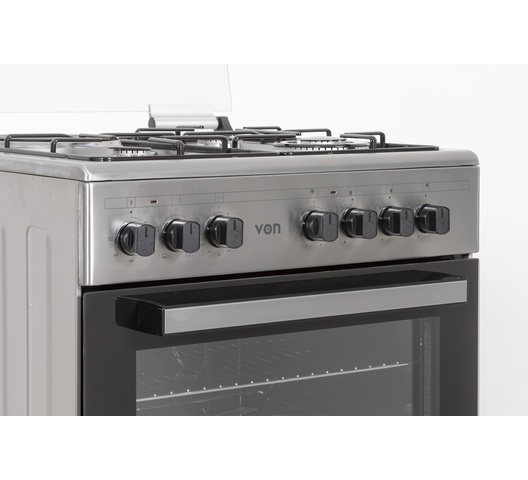 Von VAC6SH31UX 3 Gas + 1 Electric Cooker - Inox Rotisserie Wok Burner ...