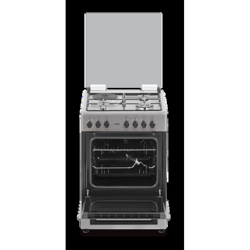 Von VAC6SH31UX 3 Gas + 1 Electric Cooker - Inox Rotisserie Wok Burner ...