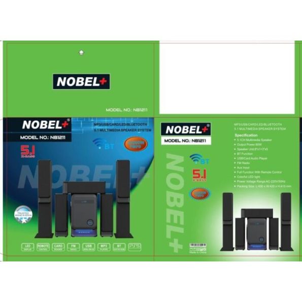 Nobel Plus NB-1211, 5.1 Subwoofer Home Theater Bluetooth Speaker System ...