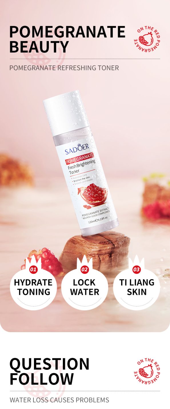 SADOER Red pomegranate skin toner Moisturizing smooth Beauty care face ...