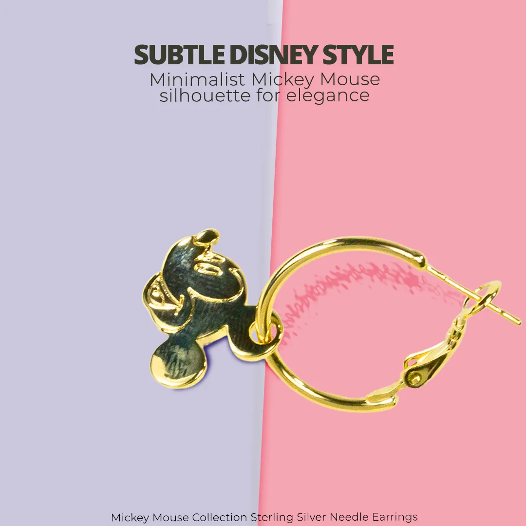 Mickey Mouse Collection Sterling Silver Needle Hoop Earrings - Sophie's ...